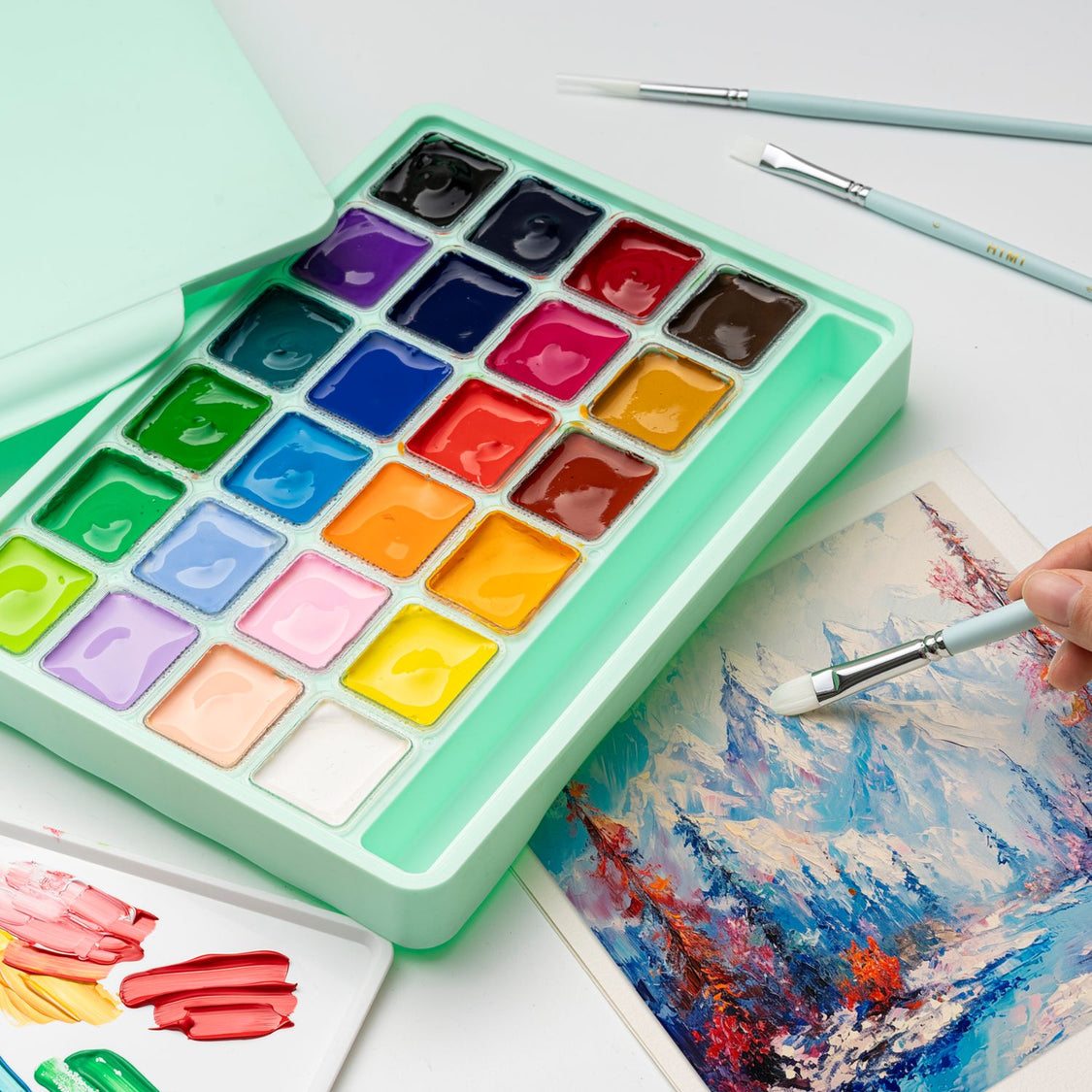 Himi Gouache Set 24 Pinturas 30 g Estuche Verde + 3 Pinceles – Dibu Chile