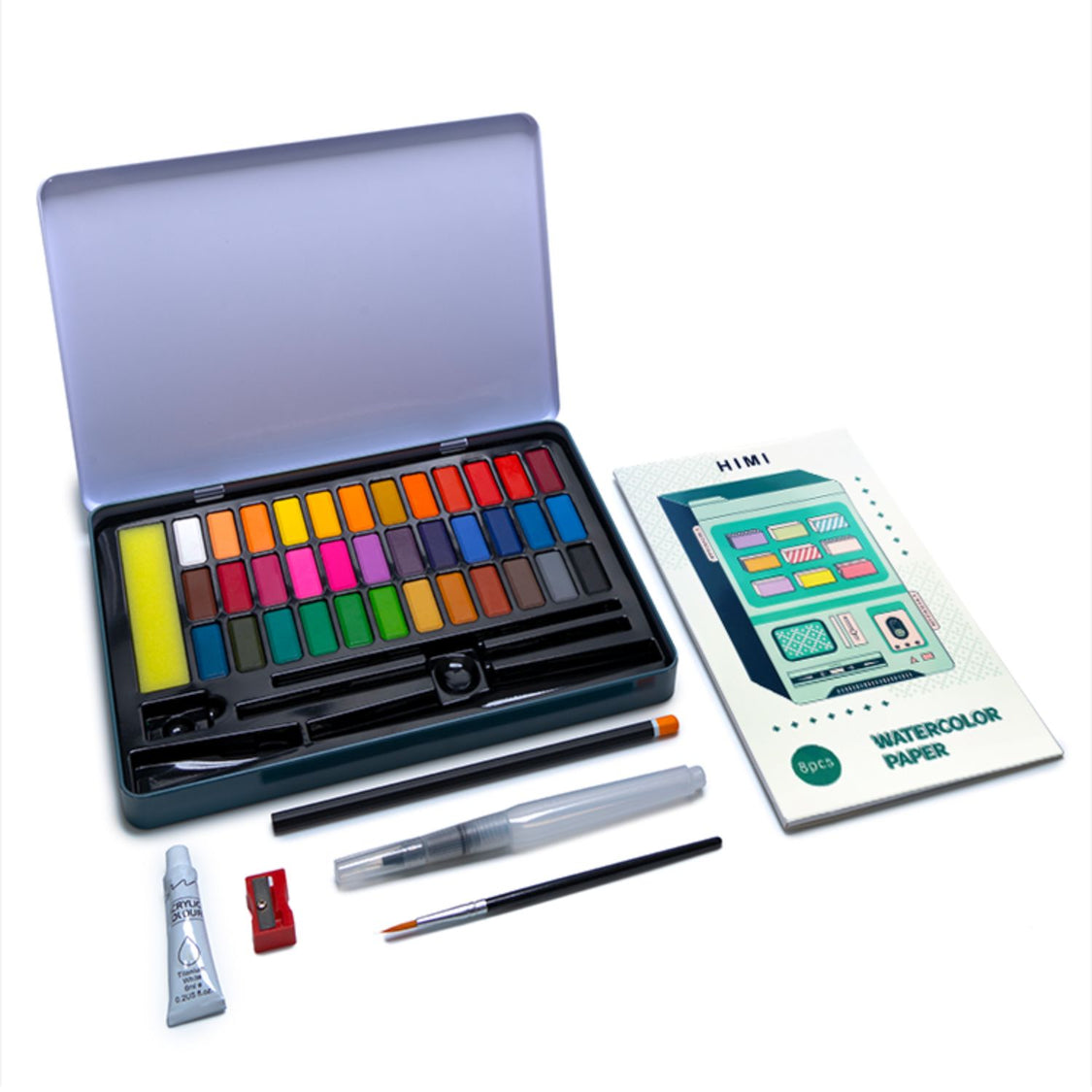 Miya Kit Acuarelas 36 Colores en Caja Metálica Azul – Dibu Chile
