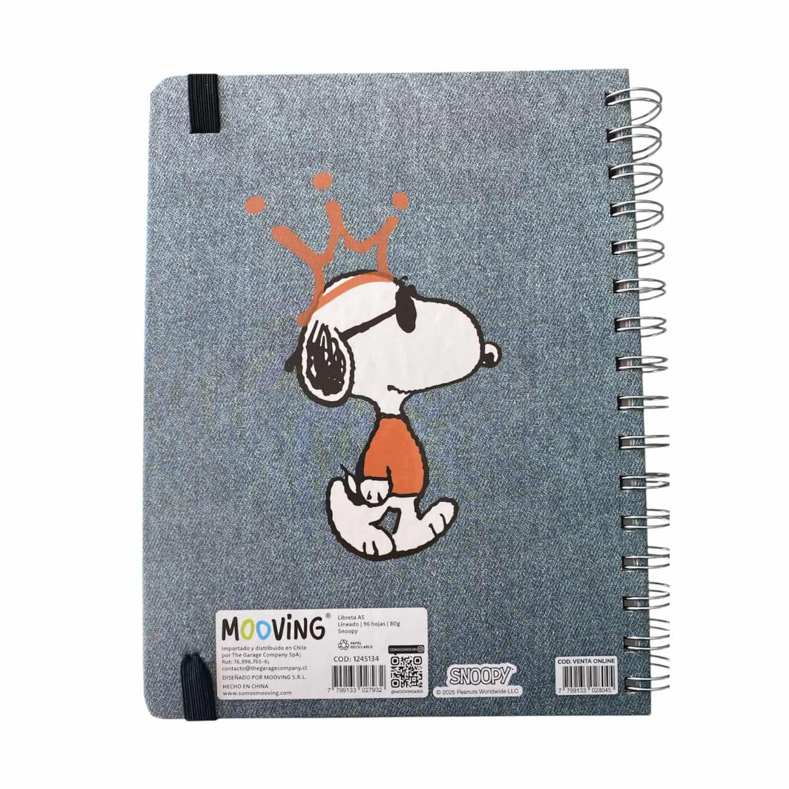 Libreta Mooving Notes Espiral Líneas A5 Snoopy – Dibu Chile