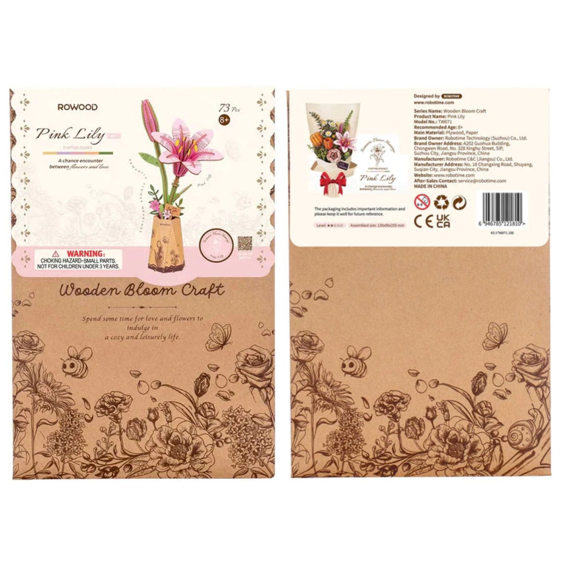 Puzzle 3D Flor de Madera Pink Lily (Lila Rosa) Rowood – Dibu Chile