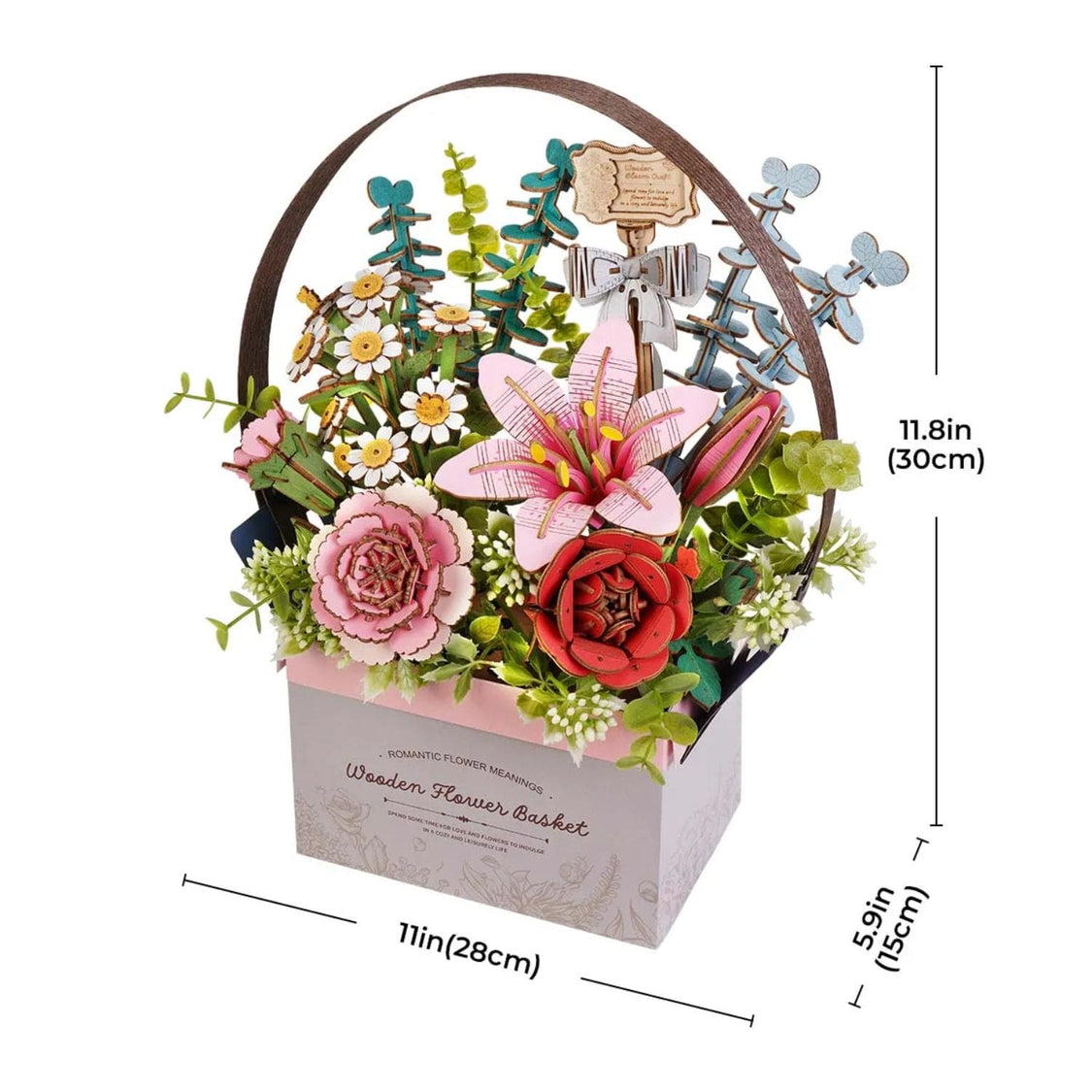 Puzzle 3D Flor de Madera Wooden Flower Basket Rowood – Dibu Chile