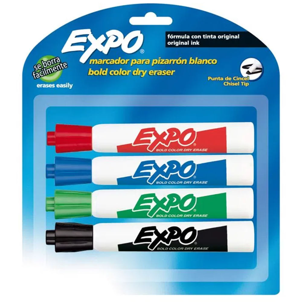 Set 4 Marcadores para Pizarra Expo Colores Básicos – Dibu Chile