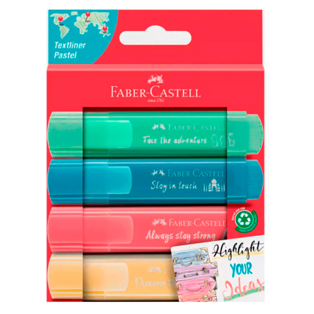 Set 4 Destacadores Pastel Faber Castell - DibuChile – Dibu Chile
