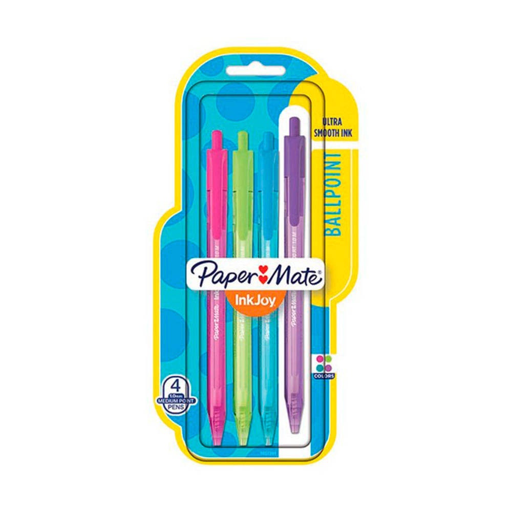 Set 4 Bolígrafos Paper Mate InkJoy Retráctiles – Dibu Chile