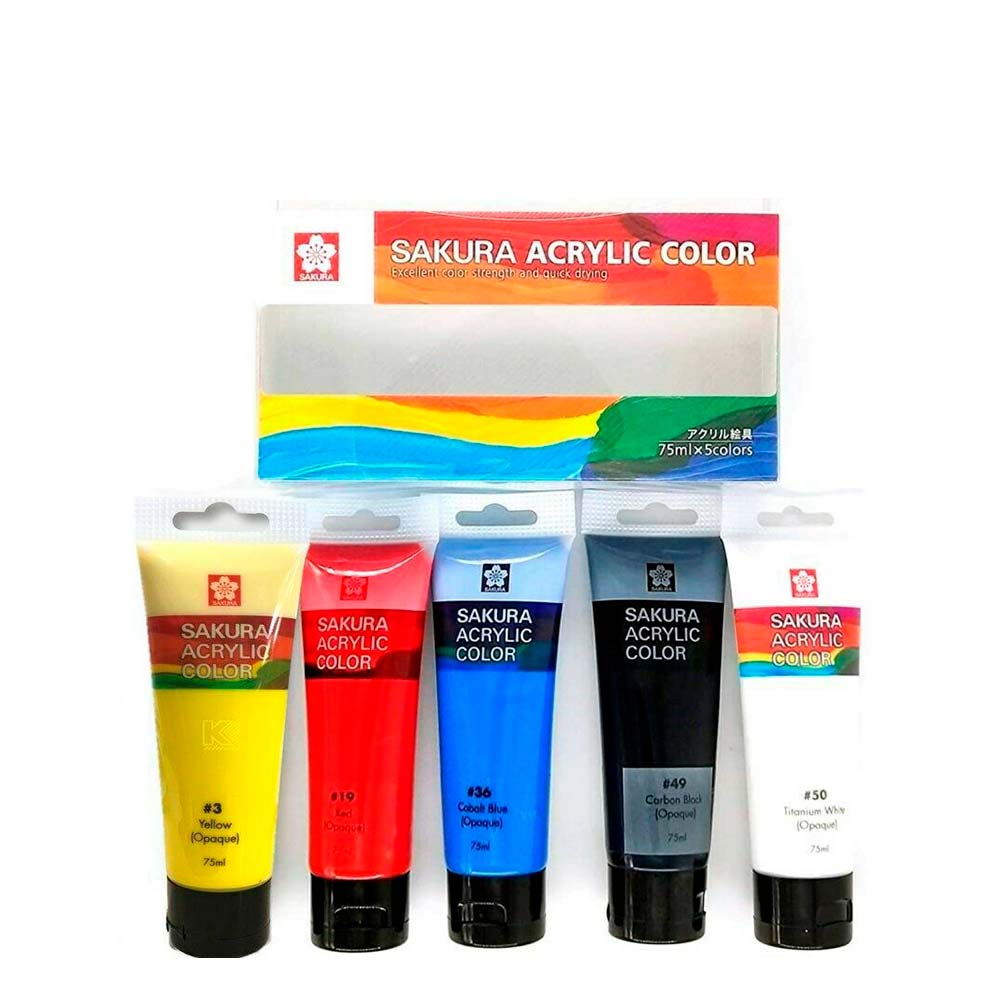 Set 5 Acrílicos Tubo 75 ml Sakura Acrylic Color – Dibu Chile