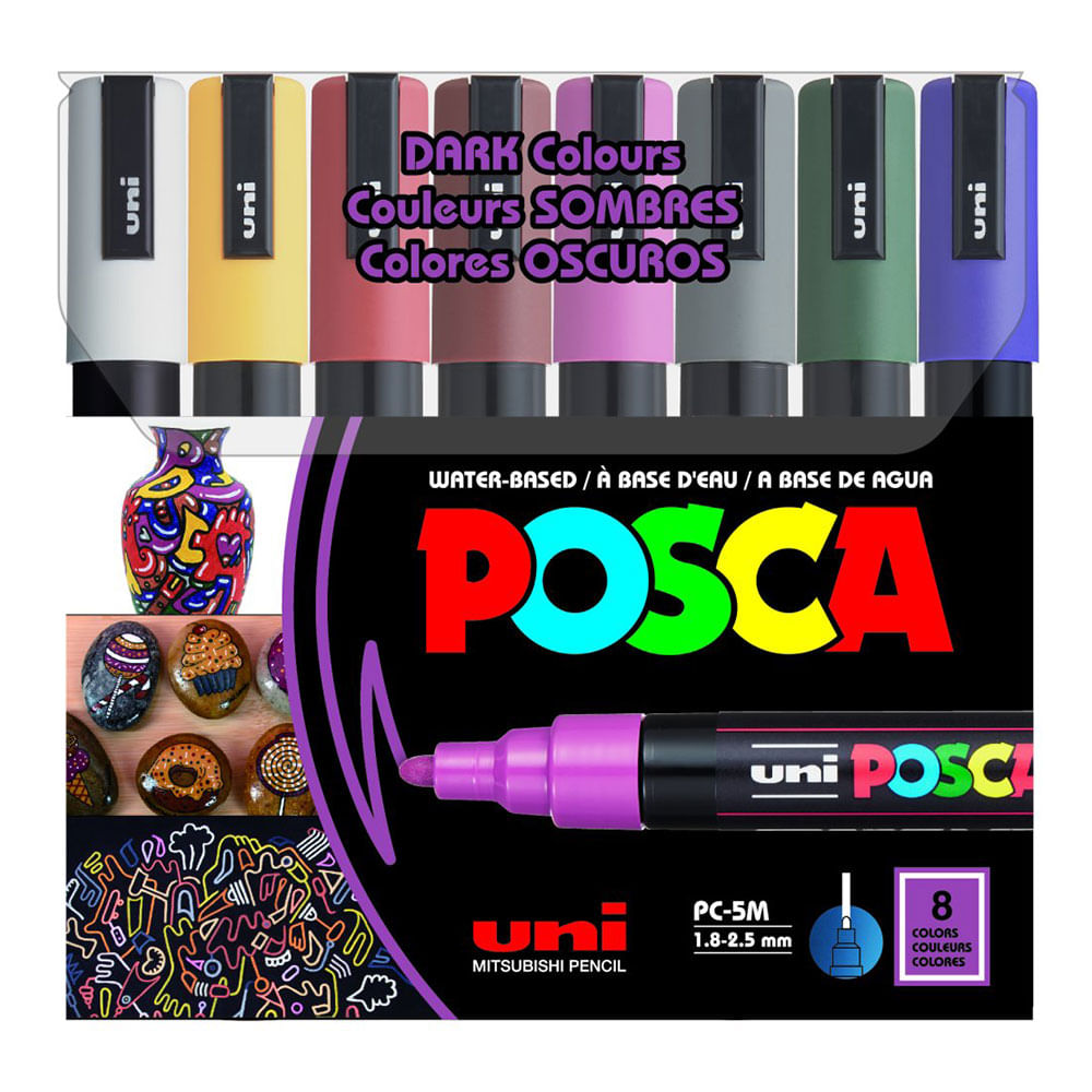 Set 8 Marcadores Posca PC-5M Dark Colors – Dibu Chile