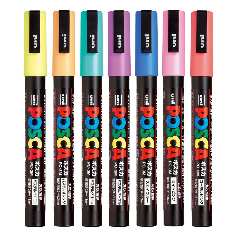 Posca Set 7 Marcadores Pastel Finos PC 3M - DibuChile – Dibu Chile