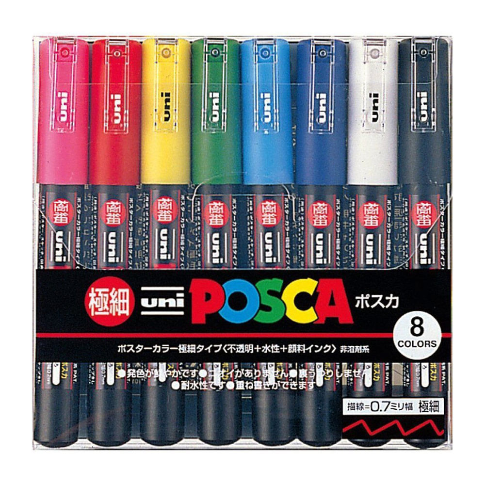 Posca Set 8 Marcadores Extra Finos PC 1M - DibuChile – Dibu Chile